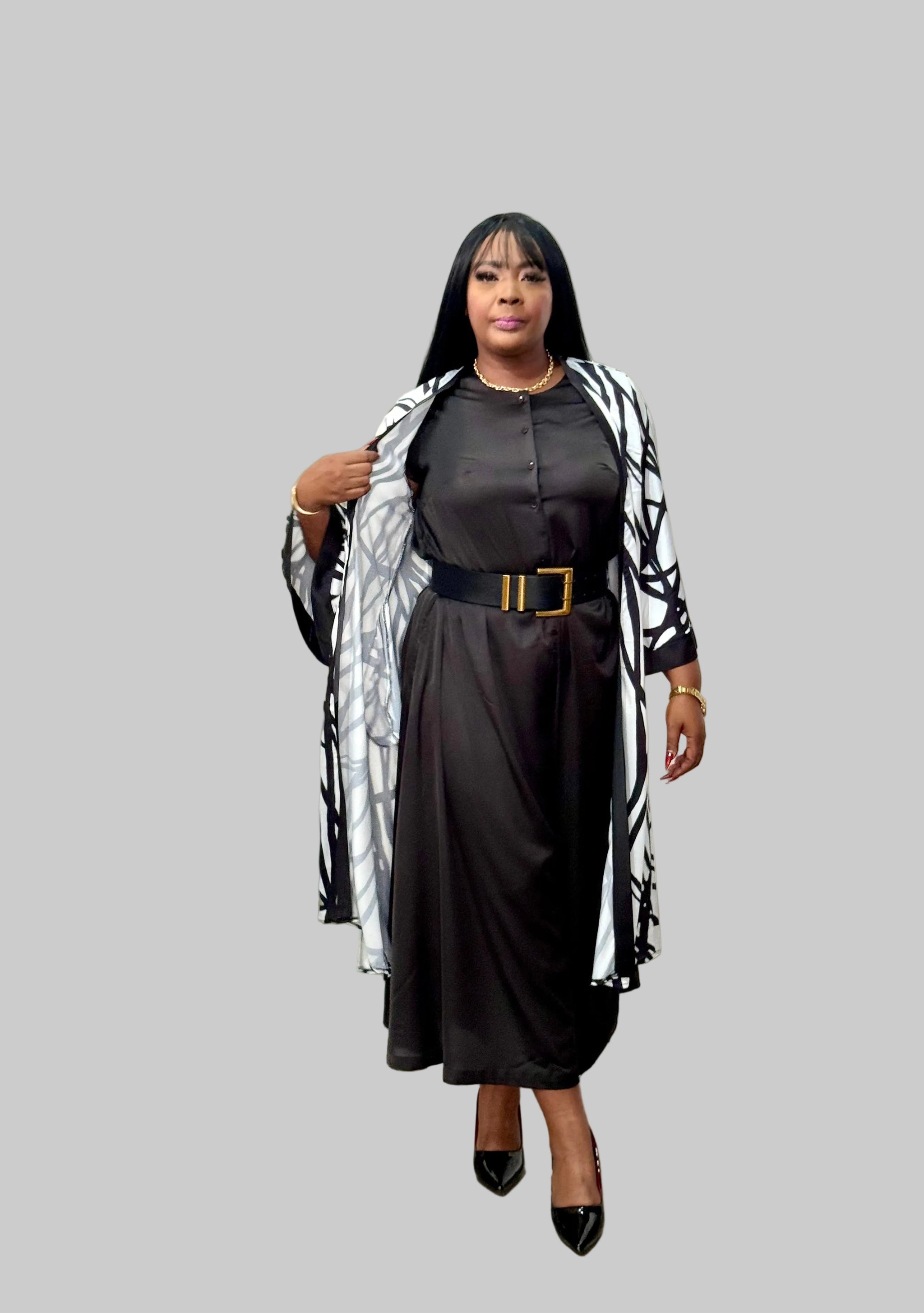 Black/White Kimono FR1087